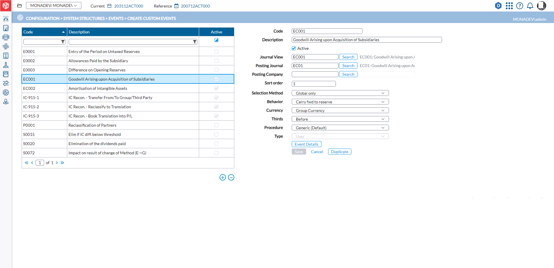 Create custom events